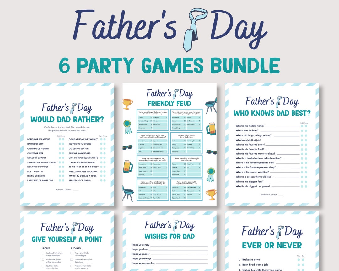 Fathers Day Game Bundle, Printable Fathers Day Game for Family, Fathers ...