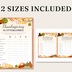 Thanksgiving Scattergories, Thanksgiving Party Game, Thanksgiving ...