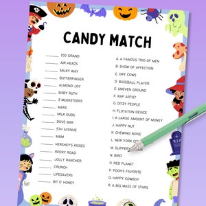 Halloween Candy Match Game, Halloween Trivia Quiz, Halloween Activity ...