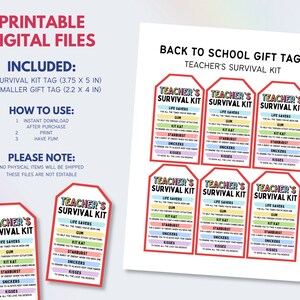 Teachers Survival Kit Gift Tag, Teacher Appreciation Gift Tag, Back to ...