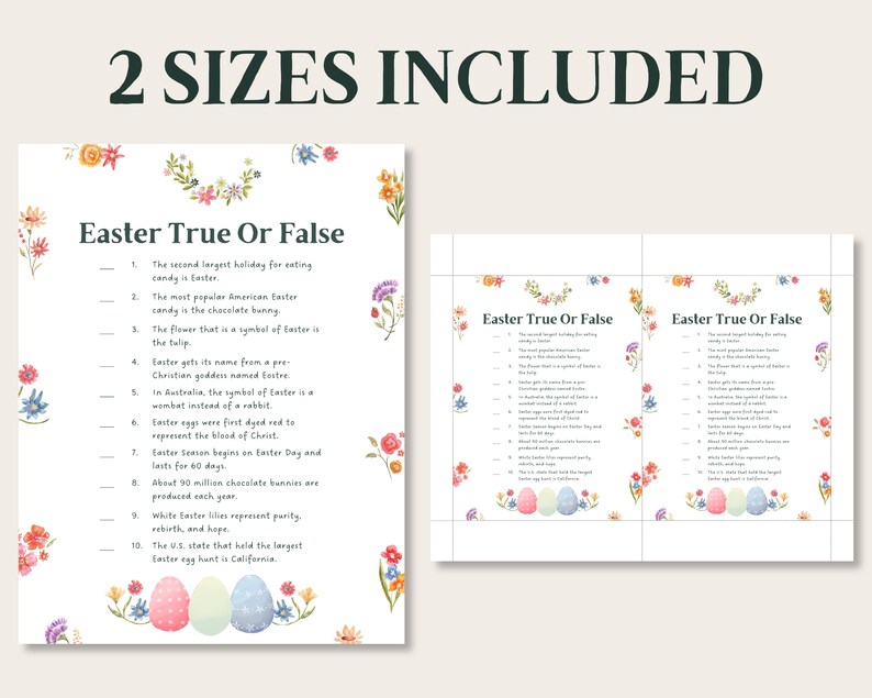 Easter True or False Easter Trivia Quiz Easter Activity for - Etsy