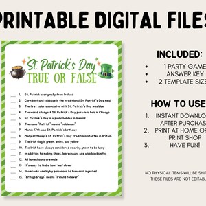 St Patrick's Day True or False Quiz, St Patrick's Day Trivia Quiz, St ...