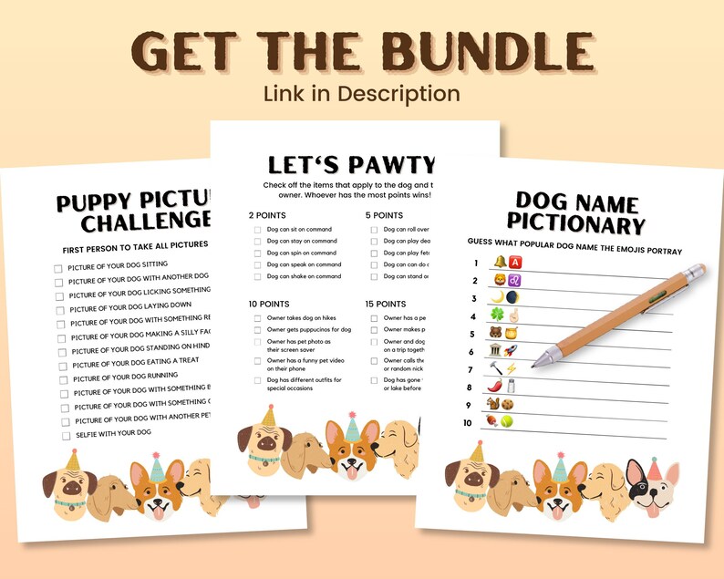 Dog Name Pictionary Dog Birthday Party Game Puppy Pawty Dog - Etsy