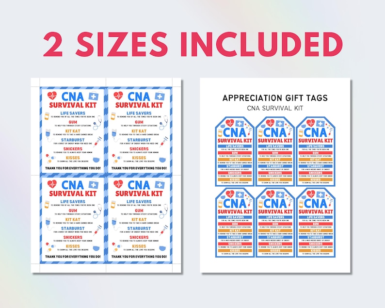 CNA Appreciation Gift Tag, Nursing Assistant Survival Kit Tag, Happy ...