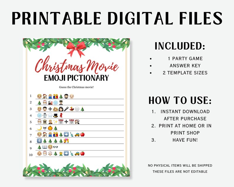 Christmas Movie Emoji Pictionary, Christmas Movie Trivia Game ...