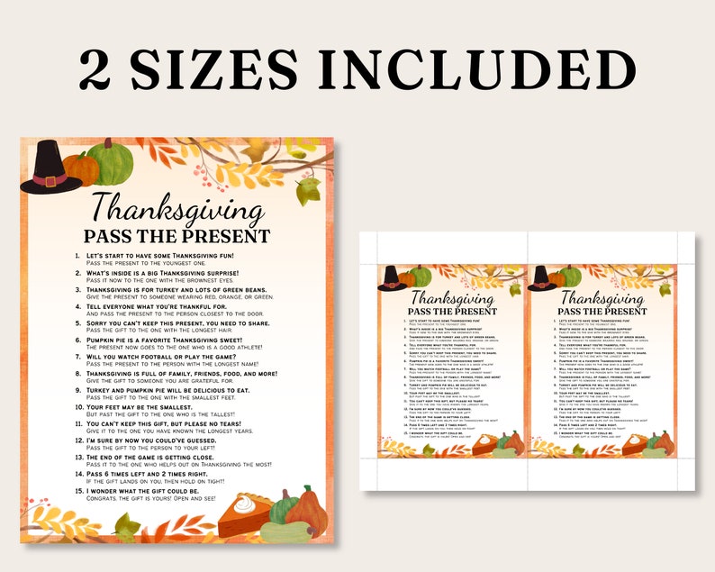 Thanksgiving Pass the Present, Thanksgiving Pass the Gift Game ...