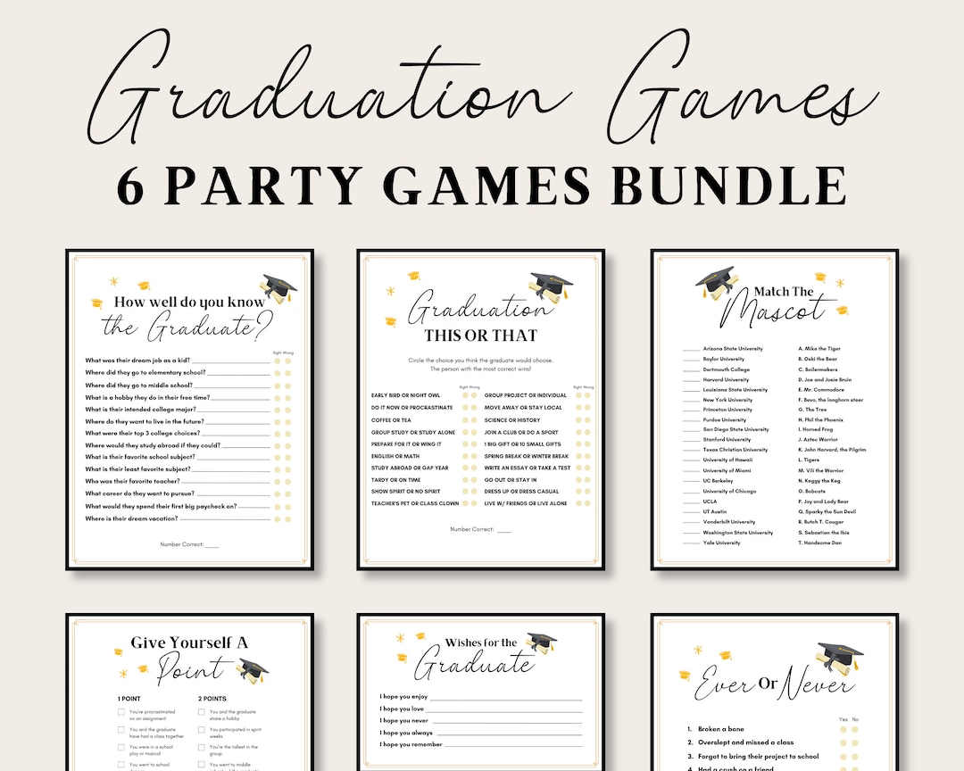 Graduation Party Games Bundle, Printable Graduation Party Games, Fun ...