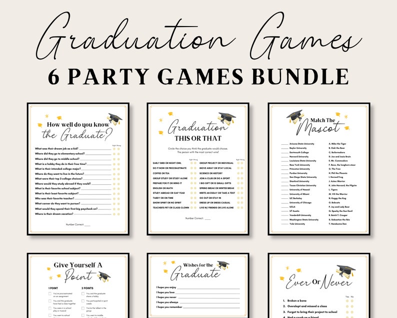 Graduation Party Games Bundle, Printable Graduation Party Games, Fun ...