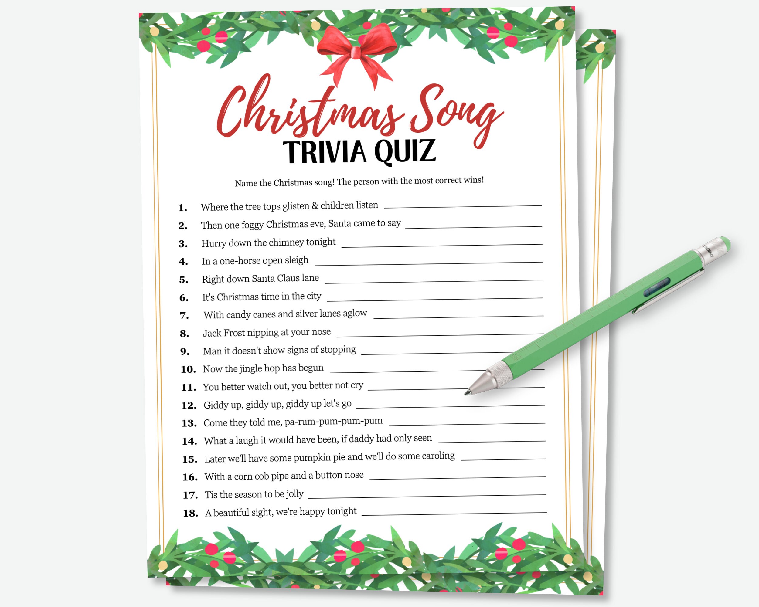 Christmas Song Trivia Game, Christmas Carol Game, Christmas Song Finish ...