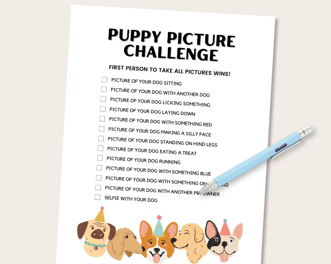Printable Dog Birthday Party Game, Puppy Picture Challenge, Dog First ...