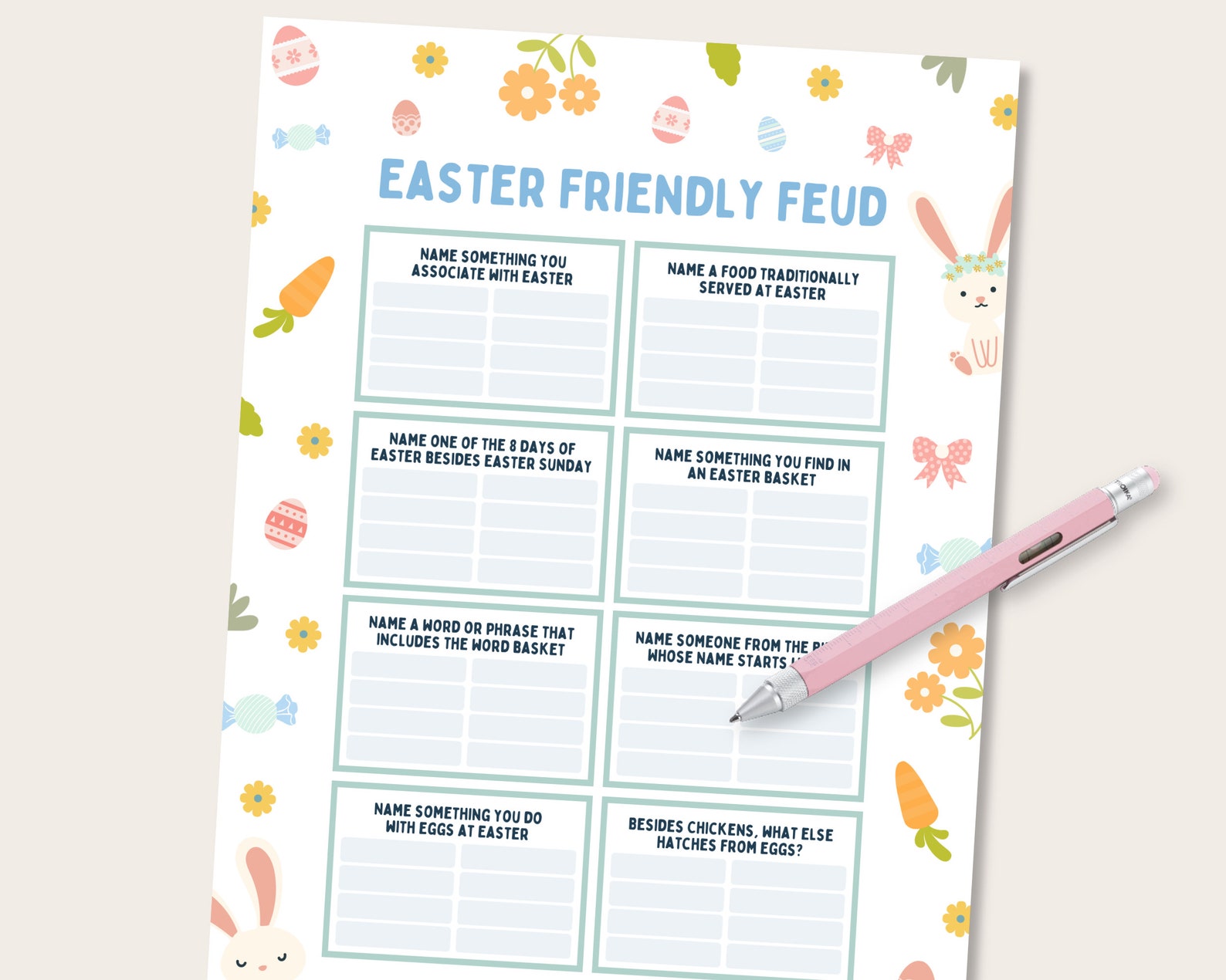 Easter Friendly Feud, Easter Family Feud Game, Easter Trivia Feud ...