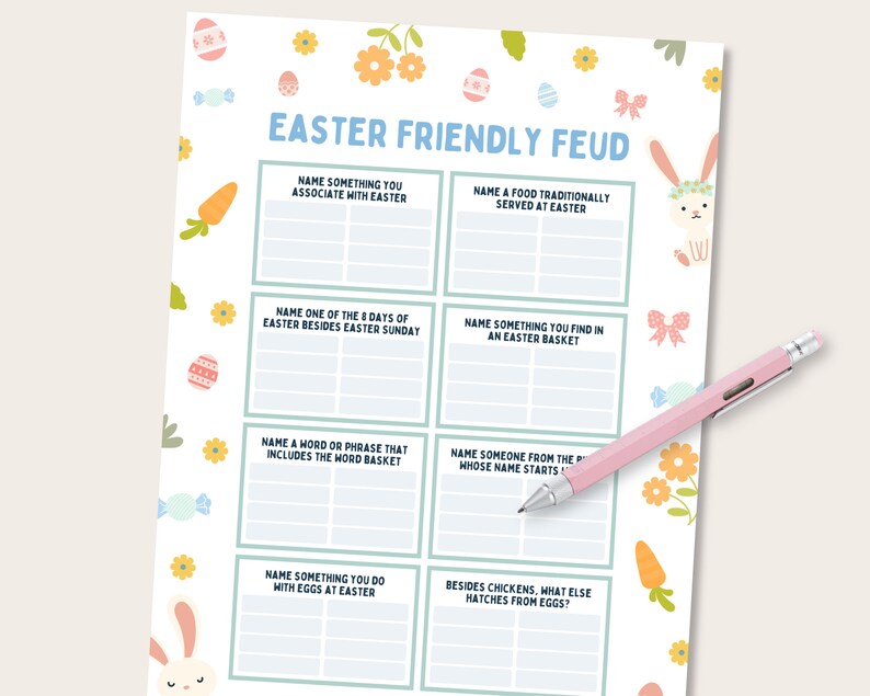 Easter Friendly Feud, Easter Family Feud Game, Easter Trivia Feud ...