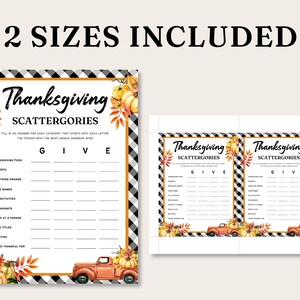Thanksgiving Scattergories Game, Printable Thanksgiving Game ...
