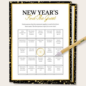 New Years Find the Guest Bingo, New Years Mix and Mingle Game, New ...