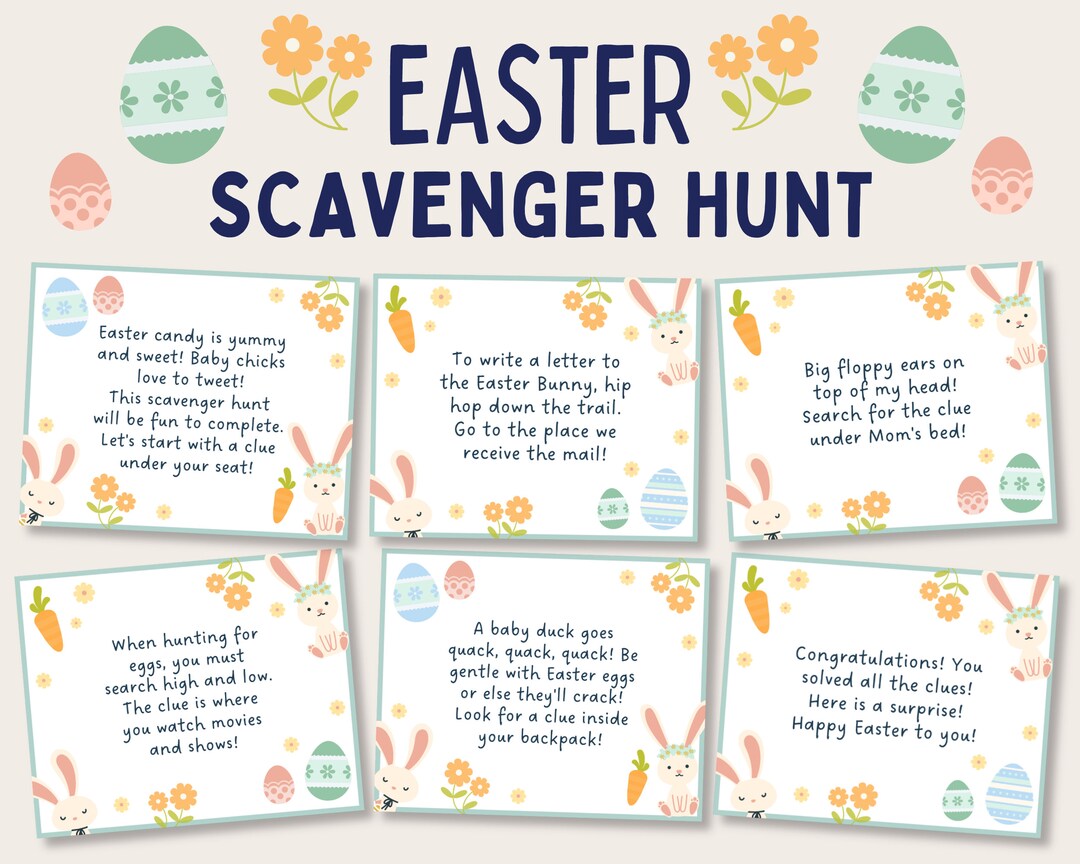 Easter Scavenger Hunt for Kids, Kids Easter Treasure Hunt, Indoor ...