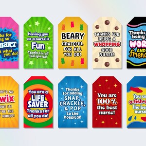 Nurse Appreciation Candy Bar Gift Tags, Thank You Nurse Gift Tag, Candy ...