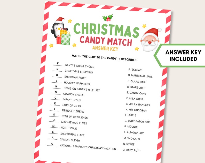 Christmas Candy Match Game, Christmas Candy Game, Christmas Trivia Quiz ...