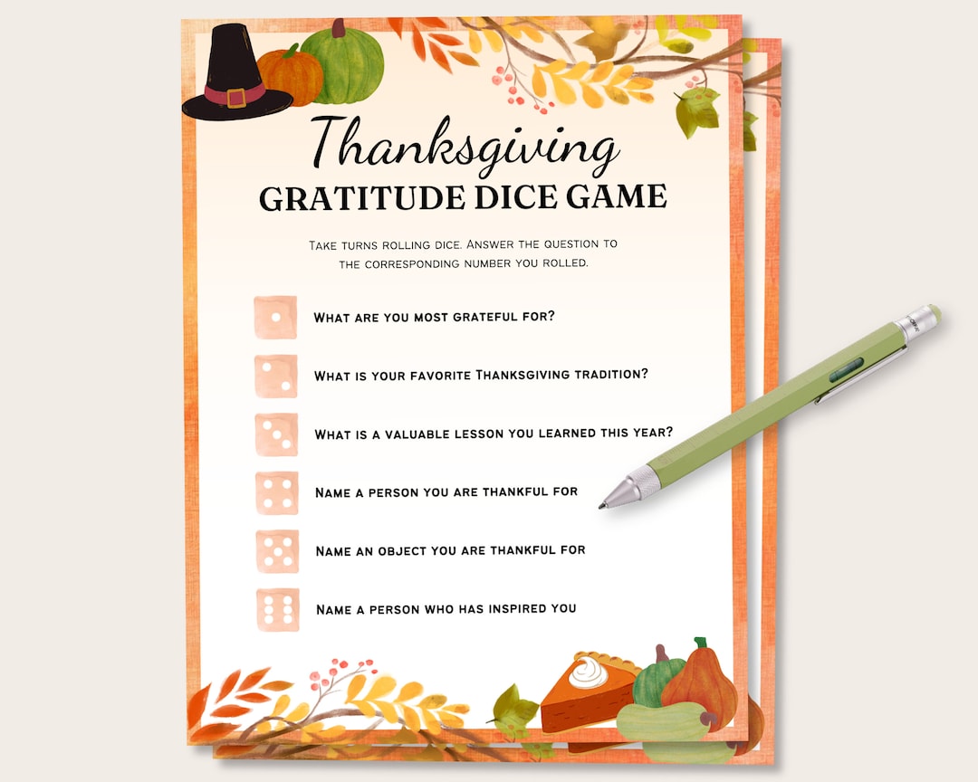 Thanksgiving Gratitude Dice Game, Thanksgiving Kids Activity ...
