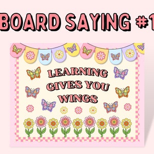 Spring Butterfly Bulletin Board Kit, Retro Spring Classroom Decor, Boho ...