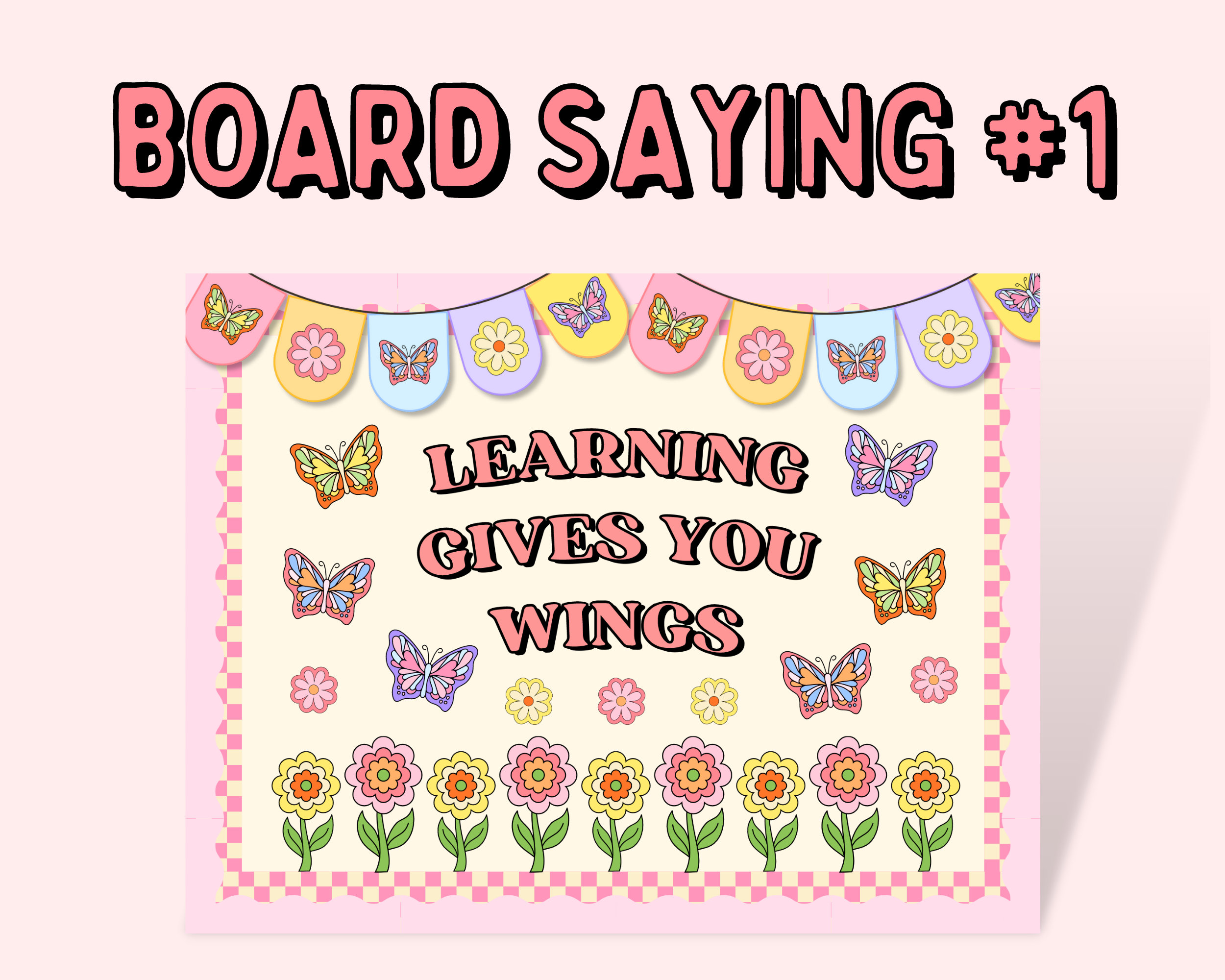 Spring Butterfly Bulletin Board Kit, Retro Spring Classroom Decor, Boho ...