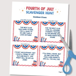July 4th Scavenger Hunt, Printable 4th of July Treasure Hunt for Kids ...