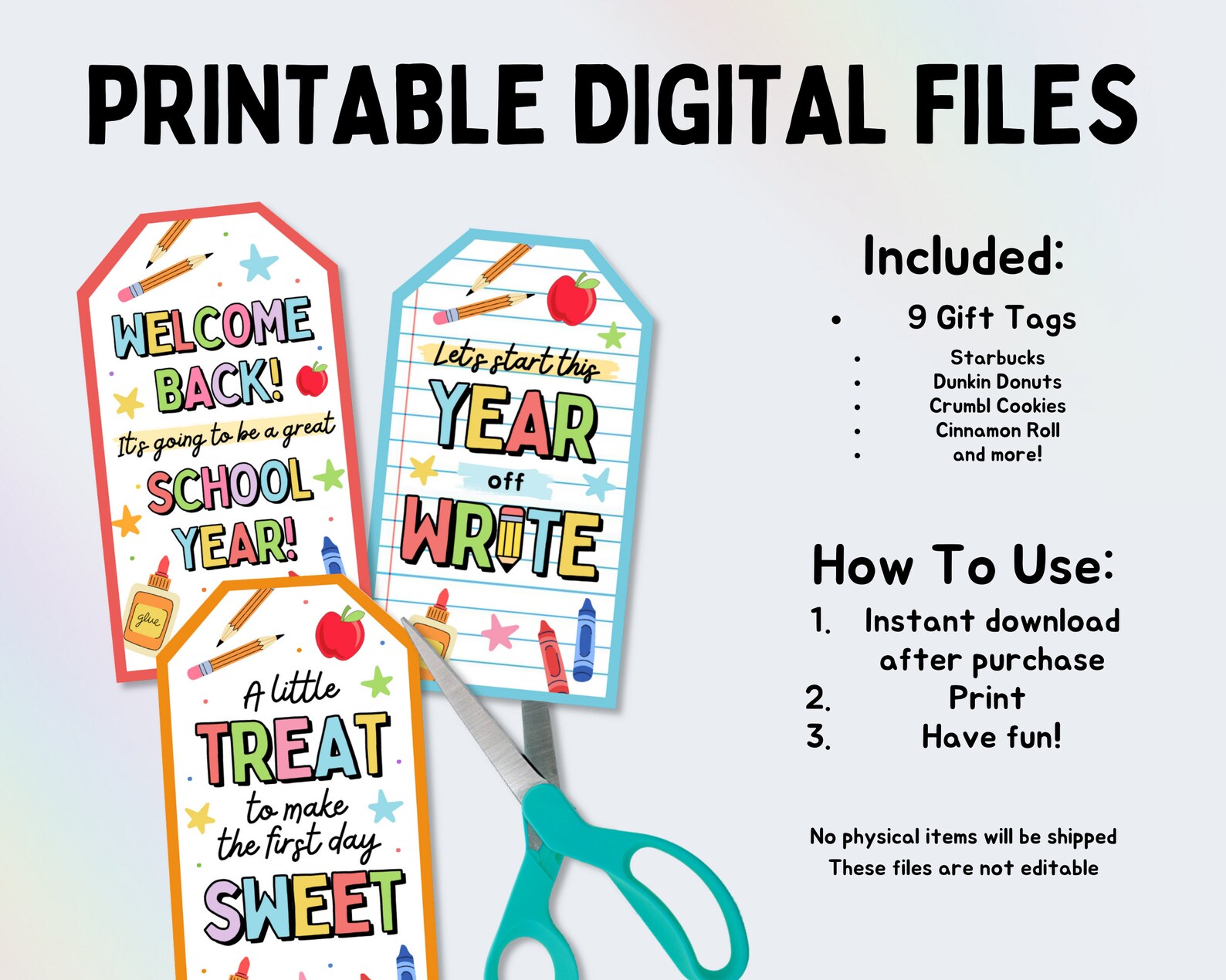Back to School Gift Tag Bundle, First Day of School Gift Tag, Welcome ...