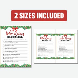 Christmas Who Knows the Boss Best, Holiday Office Party Game, Work ...