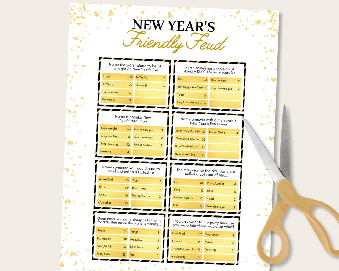 New Years Friendly Feud Game New Years Family Feud Game New - Etsy