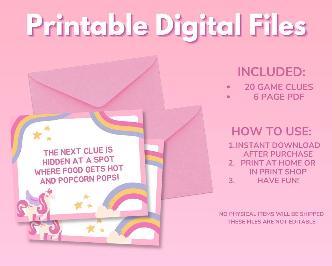 Unicorn Birthday Scavenger Hunt Party Treasure Hunt for Kids - Etsy