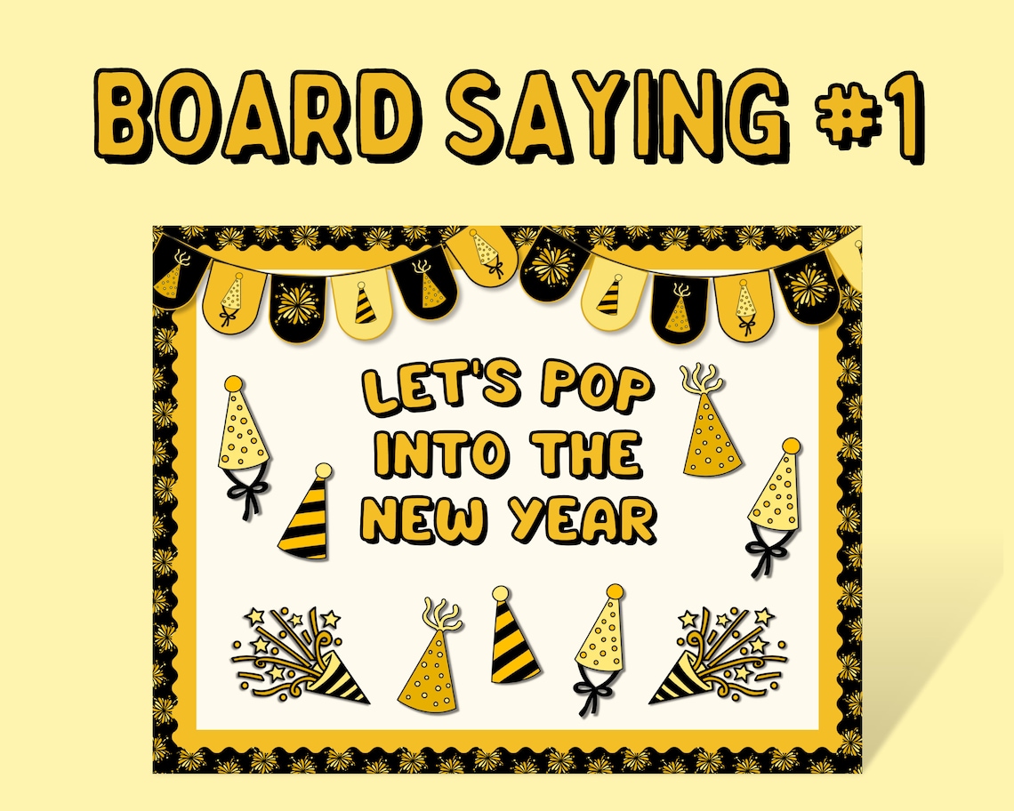 New Years Bulletin Board Kit New Year January Bulletin Board - Etsy