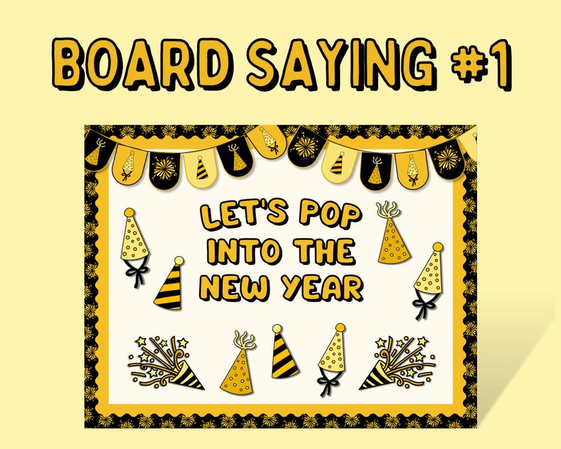 New Years Bulletin Board Kit New Year January Bulletin Board - Etsy
