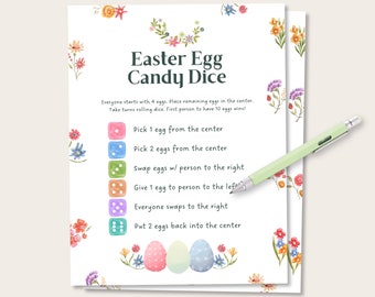Printable Easter Candy Dice Game - Easter Party Game - Easter Activity ...