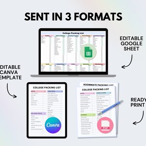 Editable College Packing List, College Dorm Packing Checklist, College ...