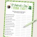 St Patrick's Day Think Fast Game, Printable St Patricks Day Party Game ...