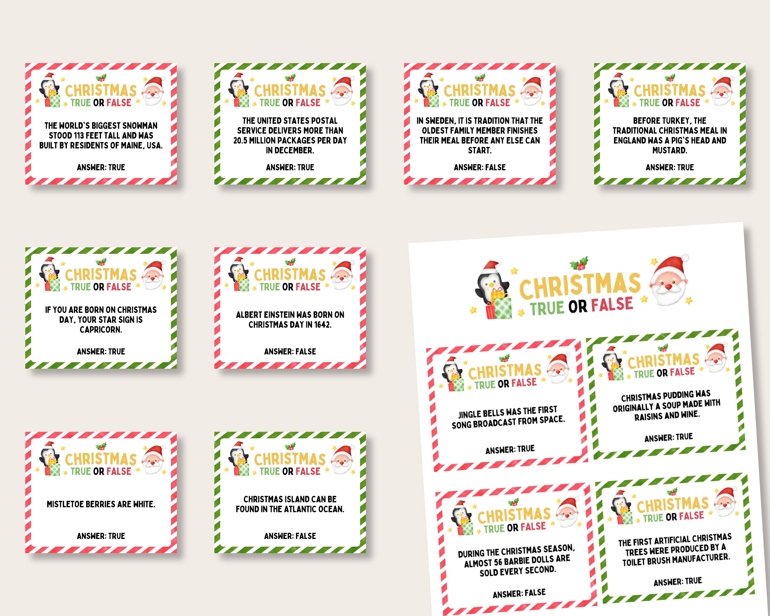 Christmas True or False Game, Christmas Trivia Quiz, Christmas Fact or ...