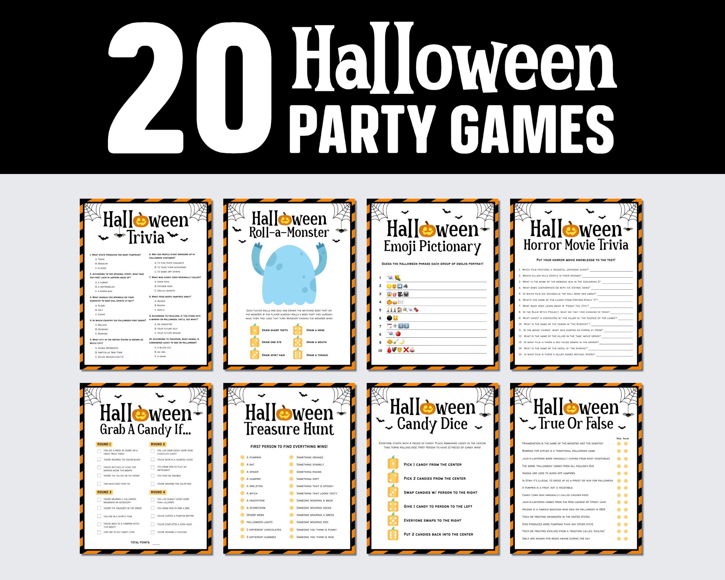 Printable Halloween Games Bundle, Halloween Party Games for Kids and ...