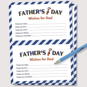 Wishes for Dad, Printable Fathers Day Card, Fathers Day Activity for ...