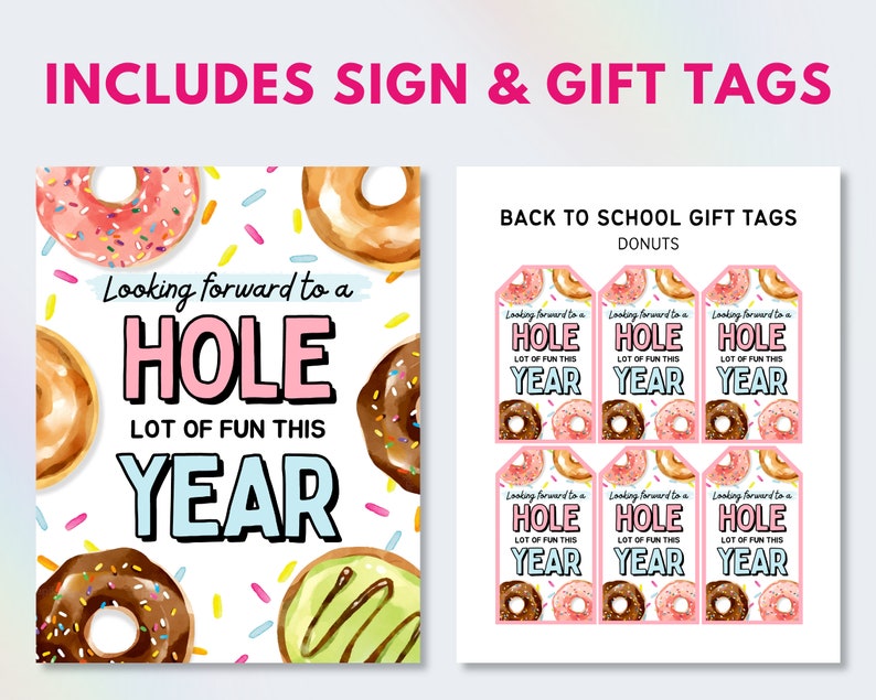Back to School Donuts Treat Tag, Welcome Back Teachers Sign, Teacher ...