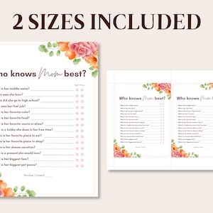 Who Knows Mom Best, Printable Mothers Day Game, Mothers Day Party Game ...