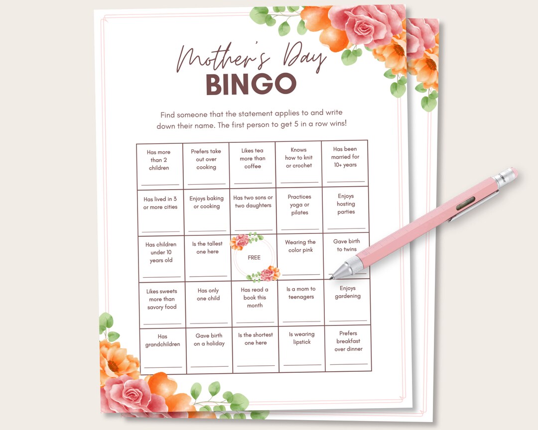 Mothers Day Bingo, Mother Day Printable Game, Mother Day Party Game ...