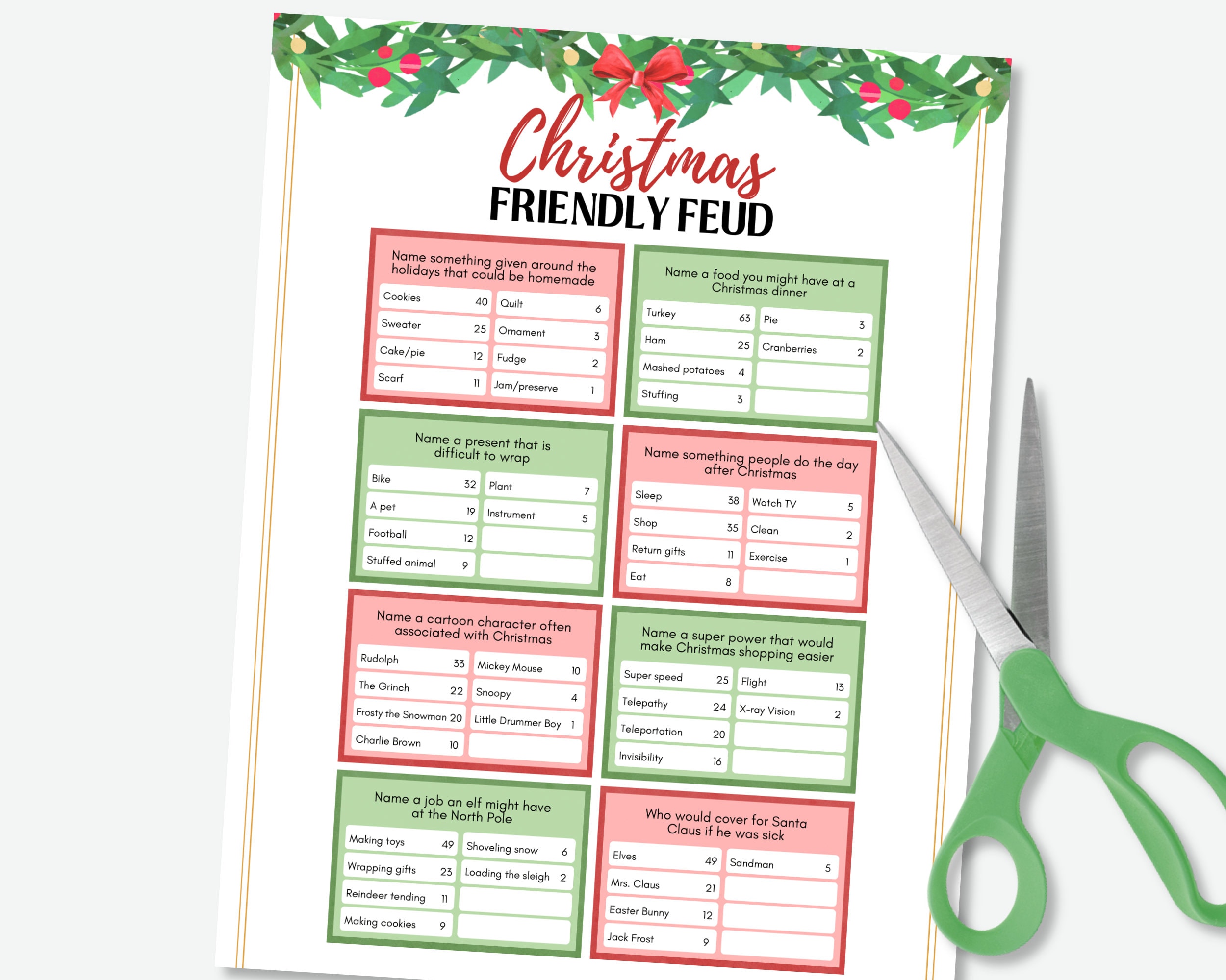 Christmas Family Feud, Christmas Trivia Game, Holiday Friendly Feud ...