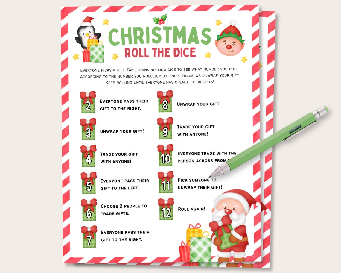 Christmas Roll the Dice Gift Exchange Game White Elephant - Etsy