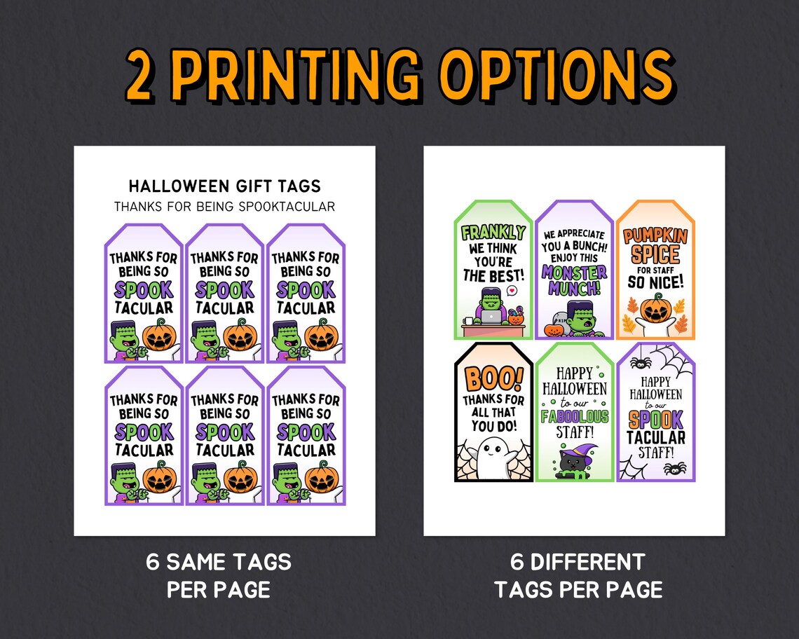 Halloween Appreciation Gift Tags, Halloween Staff Appreciation Tags ...