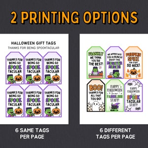 Halloween Appreciation Gift Tags, Halloween Staff Appreciation Tags ...