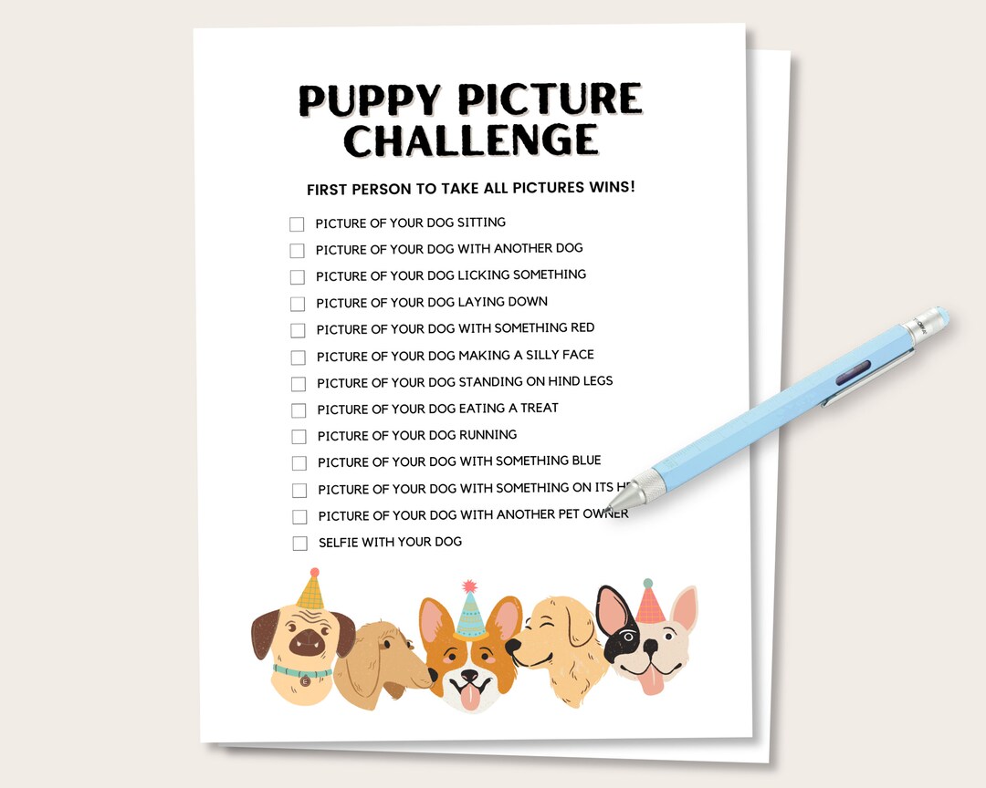 Printable Dog Birthday Party Game, Puppy Picture Challenge, Dog First ...