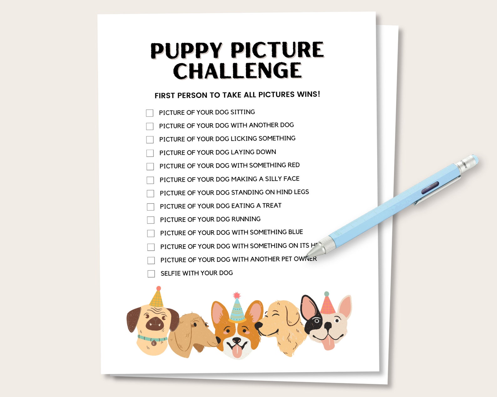 Printable Dog Birthday Party Game, Puppy Picture Challenge, Dog First ...