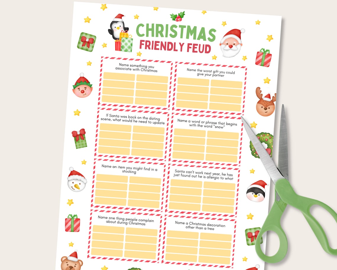 Christmas Friendly Feud Holiday Family Feud Game Christmas - Etsy