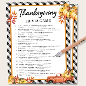 Thanksgiving Trivia Quiz, Thanksgiving Trivia Game, Thanksgiving Party ...