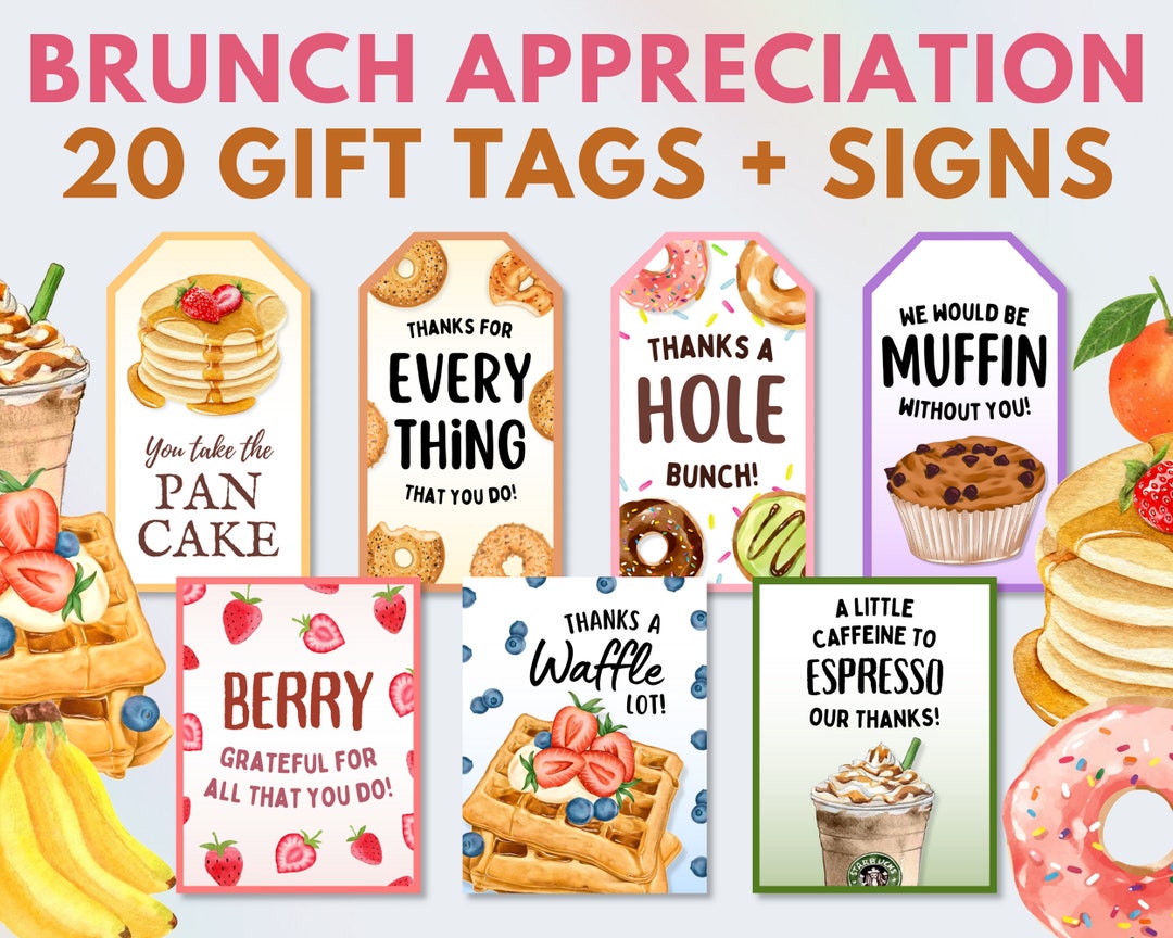 20 Employee Brunch Appreciation Gift Tag & Sign Bundle - Etsy