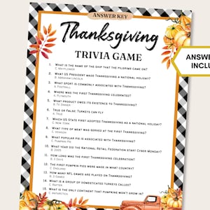Thanksgiving Trivia Quiz, Thanksgiving Trivia Game, Thanksgiving Party ...
